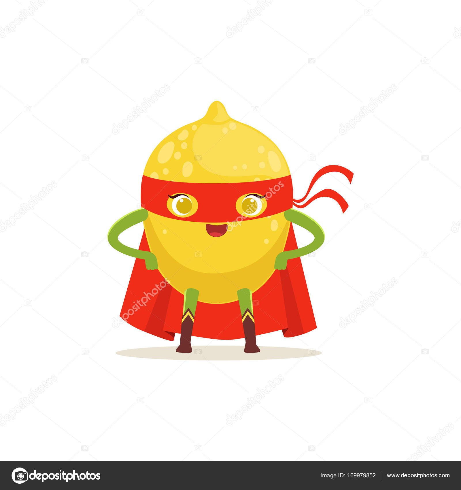 Cartoon character of superhero lemon with arms akimbo Stock Vector ...