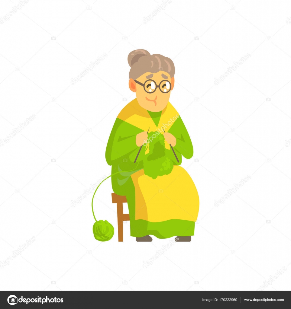 Old lady knitting wool product Stock Vector Image by ©TopVectors #170222960