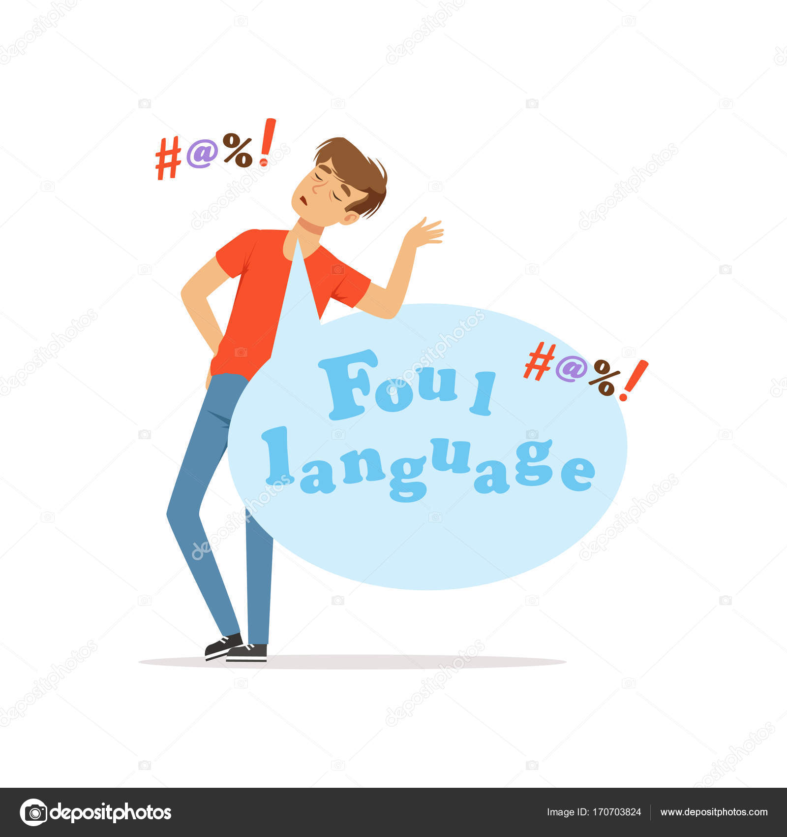 Foul language, man swearing, bad habit vector Illustration Stock Vector ...