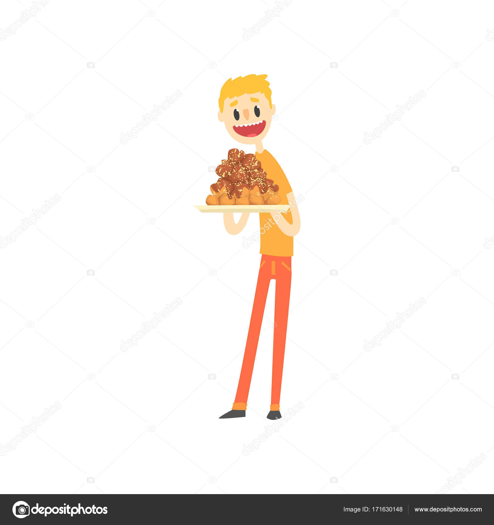 Happy man holding festive cake cartoon vector Illustration Stock Vector ...