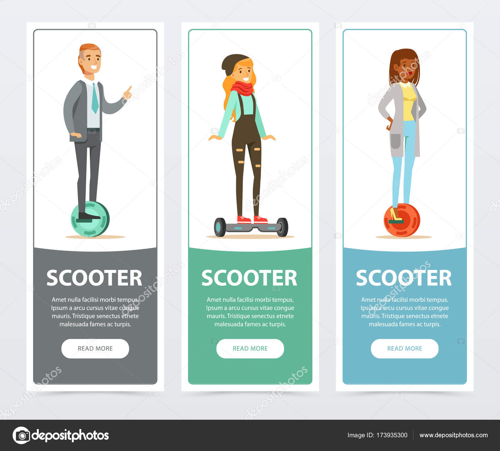 People riding on modern electric self balancing gyroscope, scooter ...