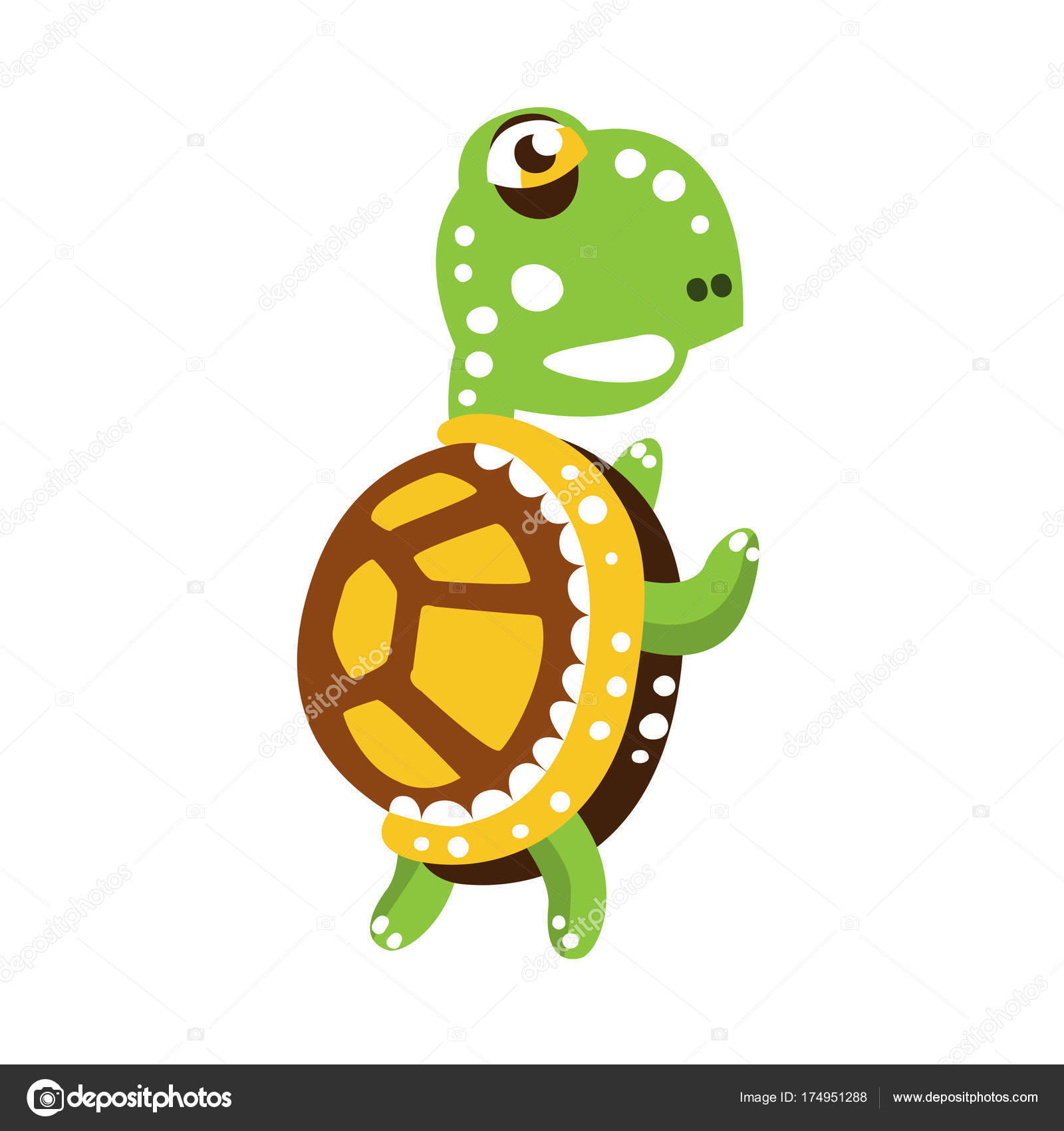 Scary green turtle standing with flippers up Stock Vector by ...