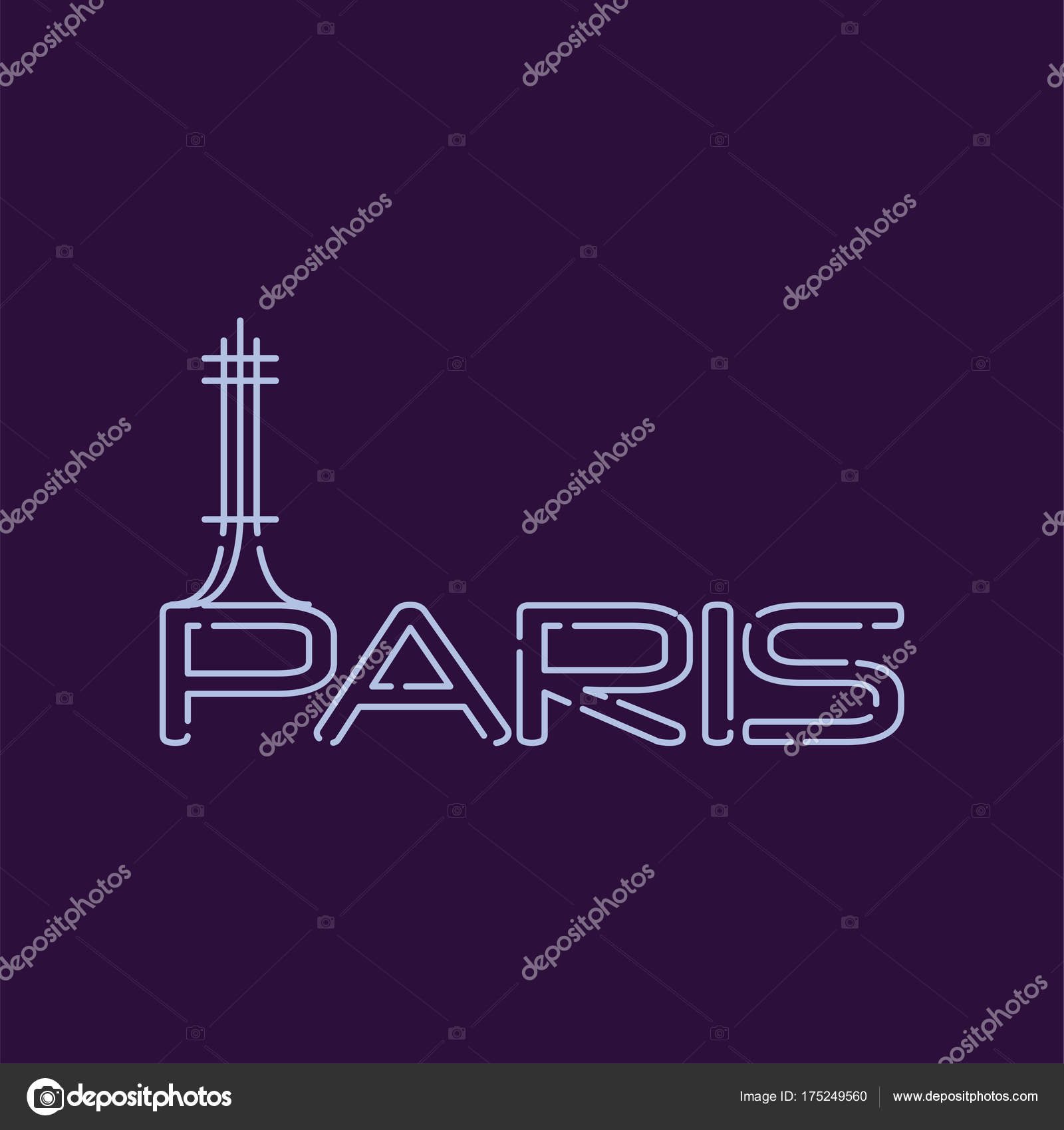 Paris city logo in line style. Abstract silhouette of Eiffel tower ...