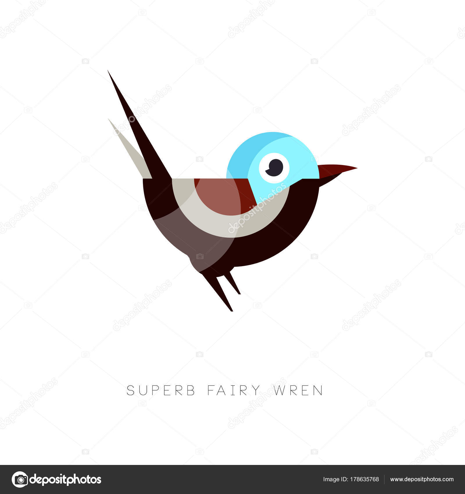 Colored superb fairy wren icon. Abstract bird composed of simple ...