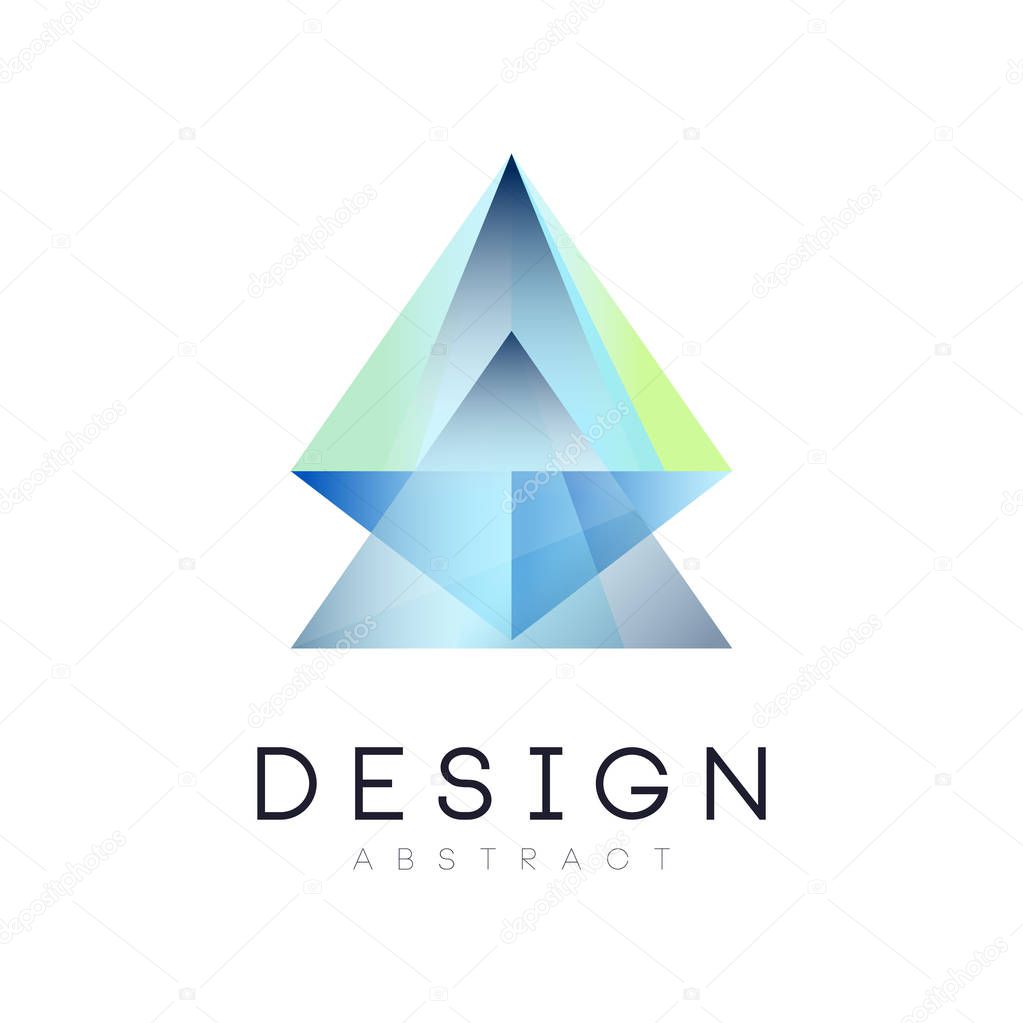 Colorido emblema en forma geom trica. Icono abstracto en color azul degradado y verde. S mbolo ...