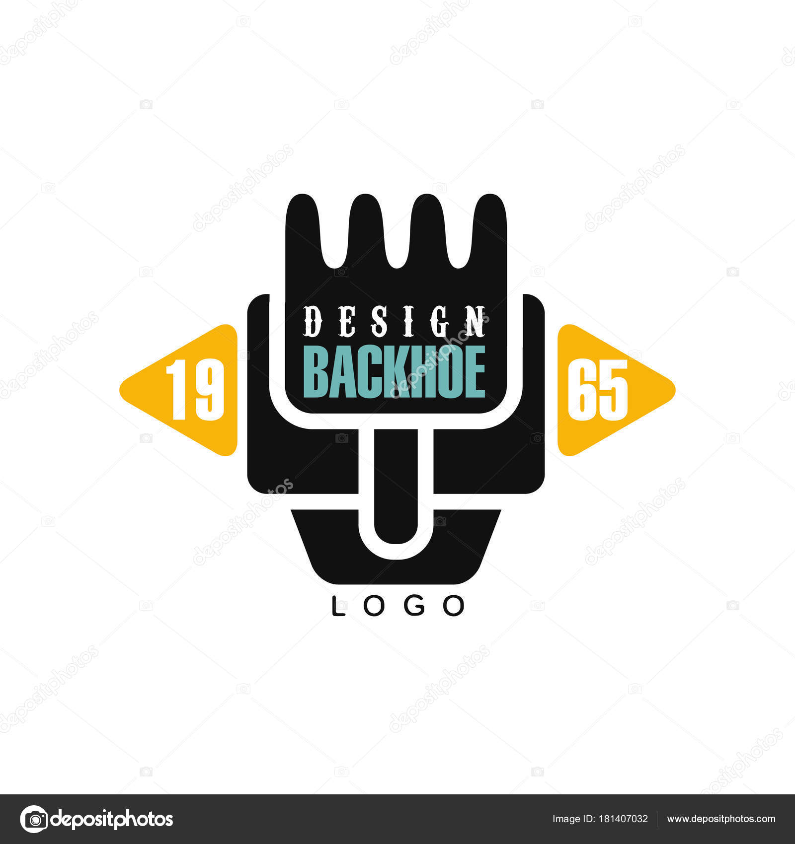 Backhoe logo design, estd 1965, excavator equipment service label ...