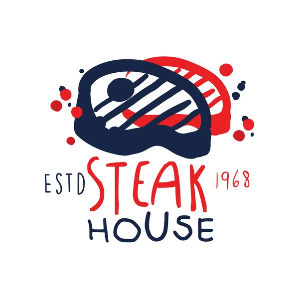 Grill fish since 1969 logo template hand drawn colorful vector ...