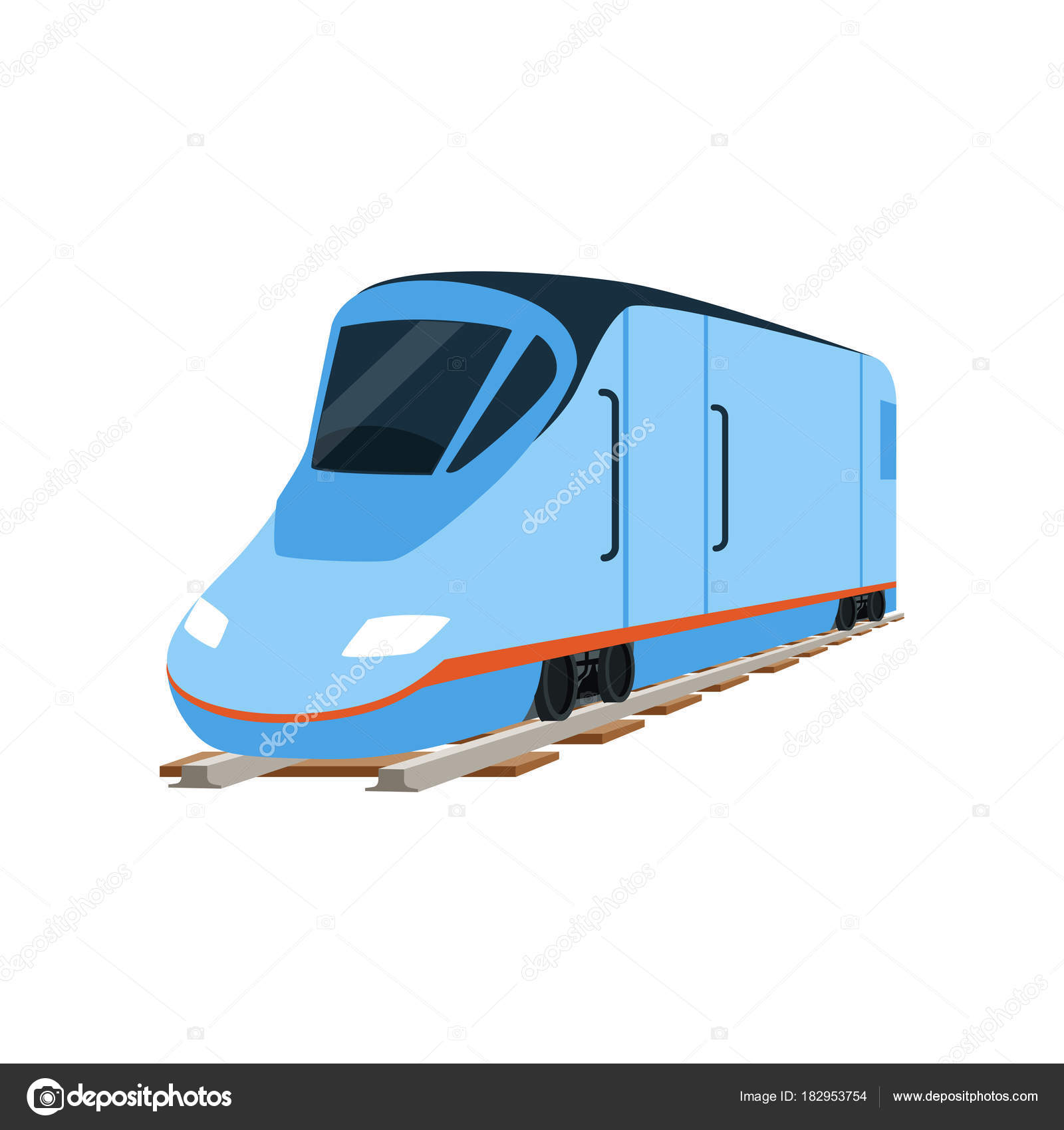 Speed modern blue train locomotive vector Illustration Stock Vector by ...