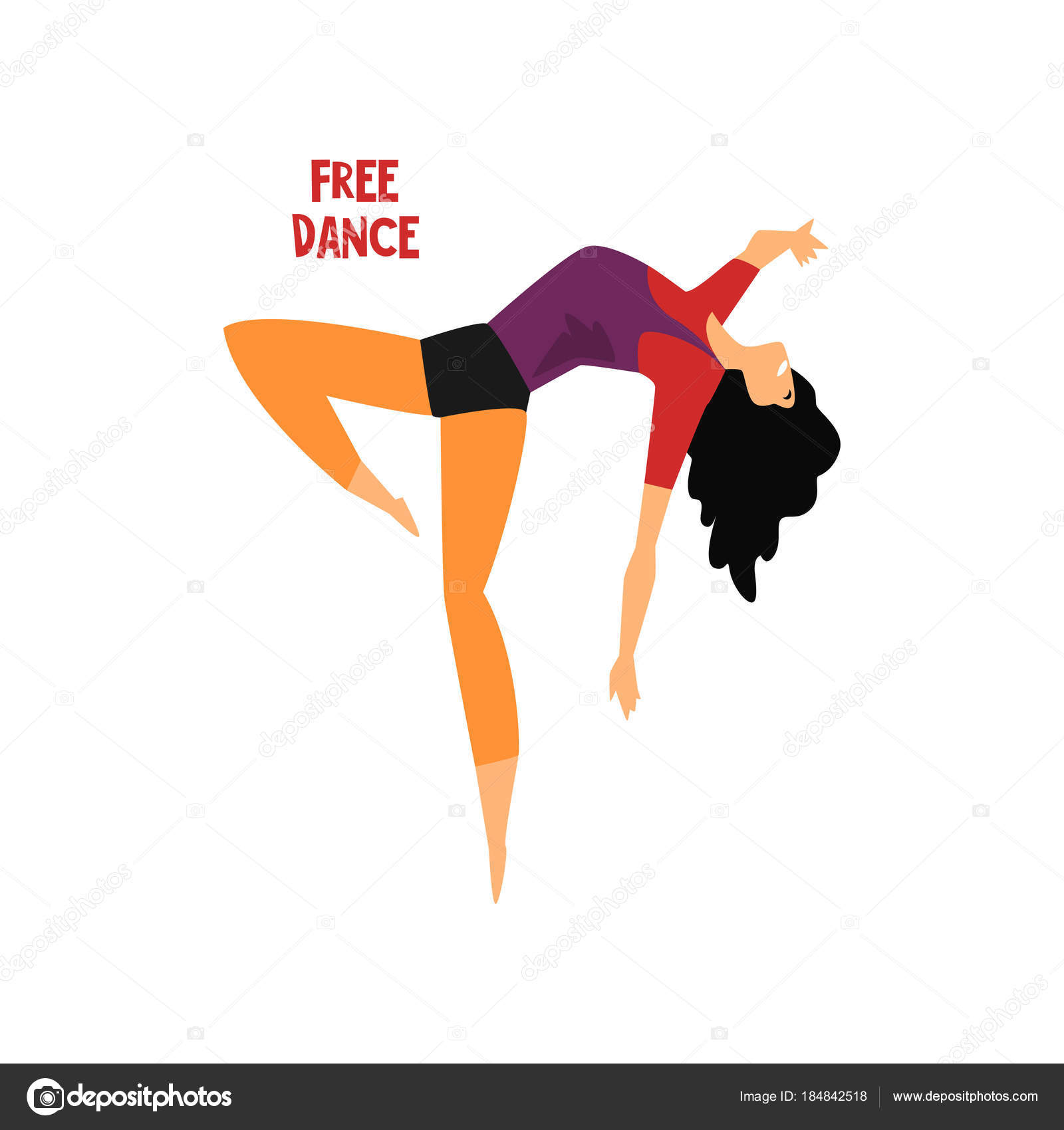 Girl dancing free dance vector Illustration on a white background Stock ...