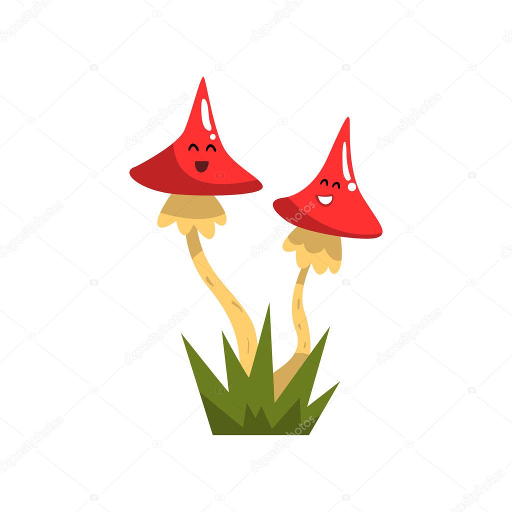 Lindos personajes de setas setas con caras divertidas vector ...