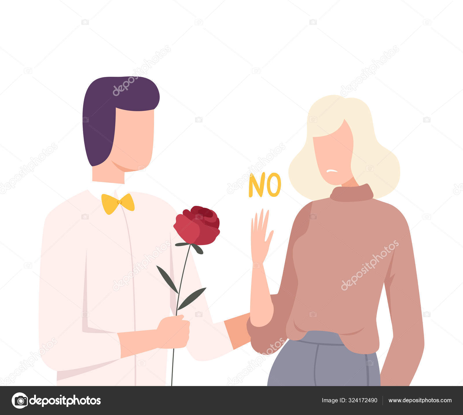 Young Woman Rejecting Feelings of Loving Man, Male and Female ...