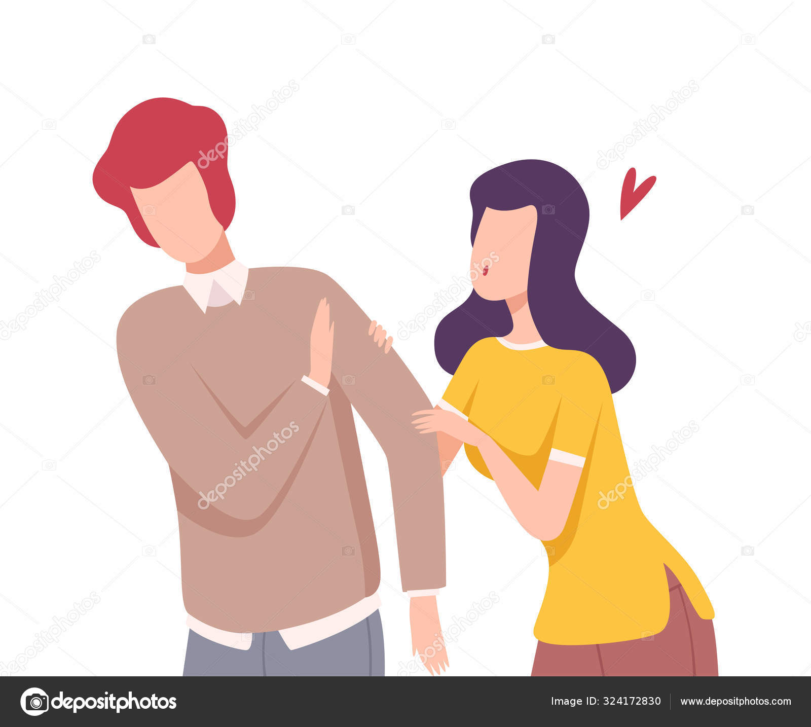 Young Man Rejecting Feelings of Loving Girl, Male and Female Characters ...