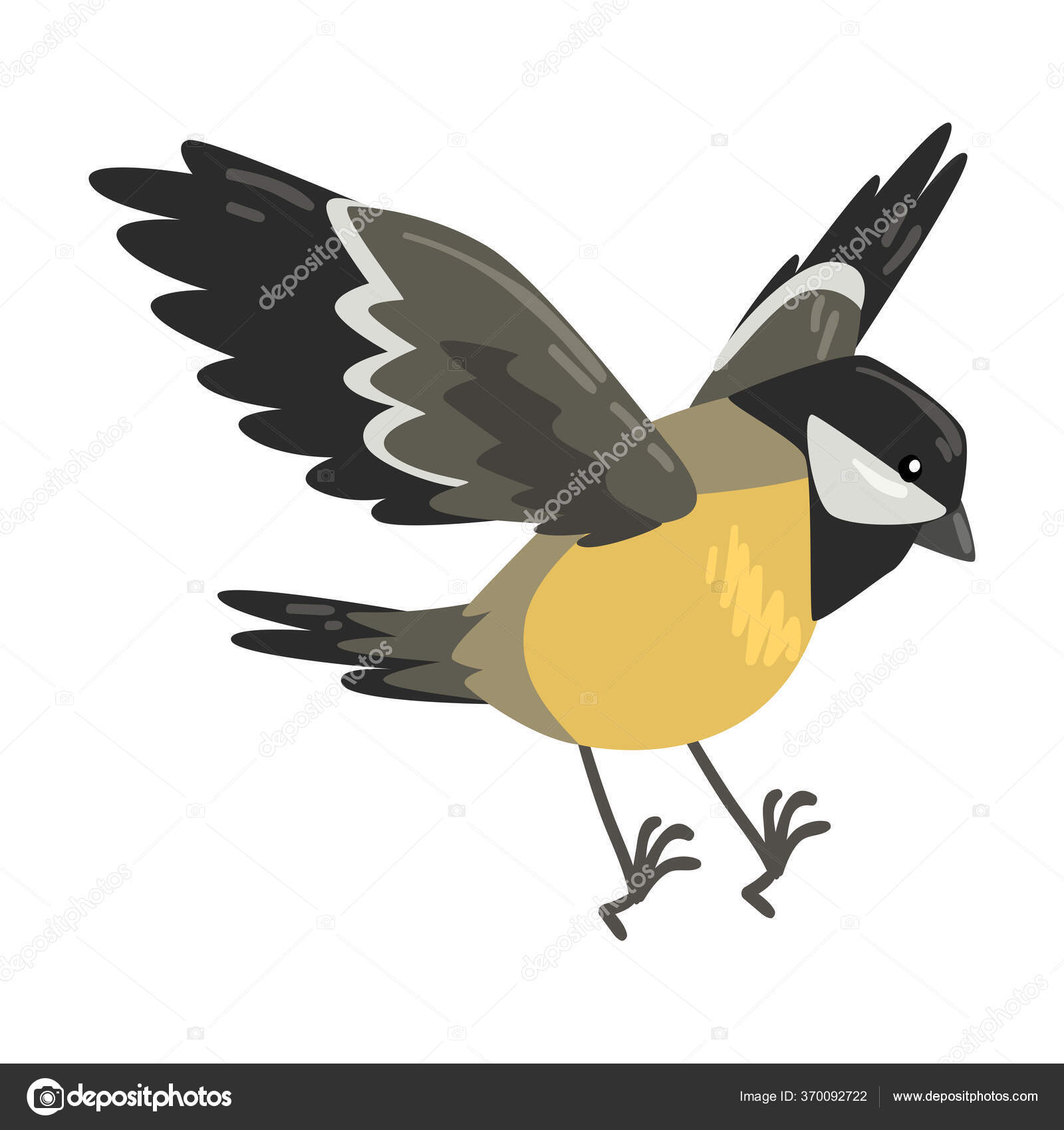 Cute Flying Titmouse Winter Bird, Beautiful Northern Birdie Vector ...