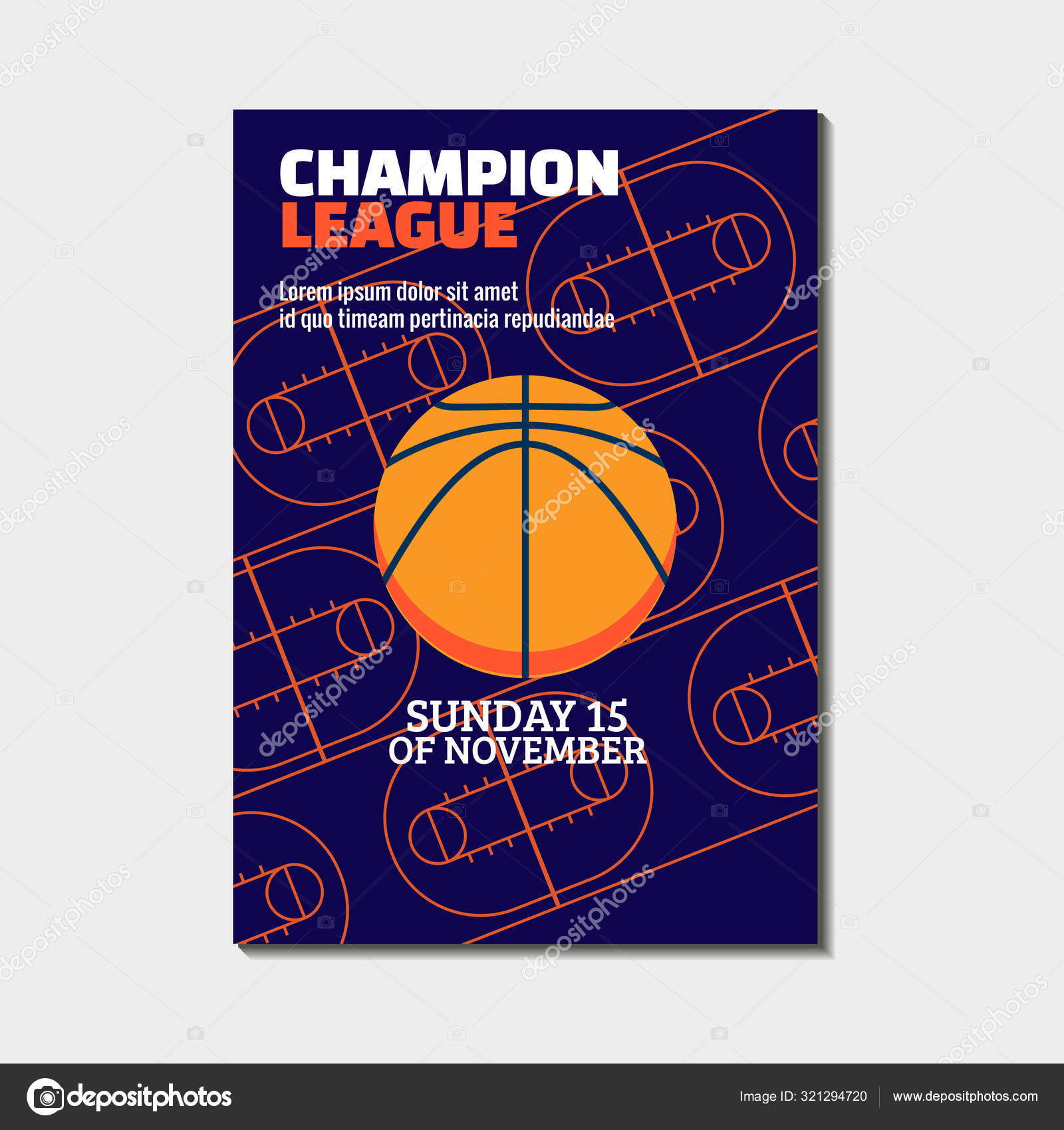 Modern Basketball Poster Template Sample Text Background Arena Stock ...