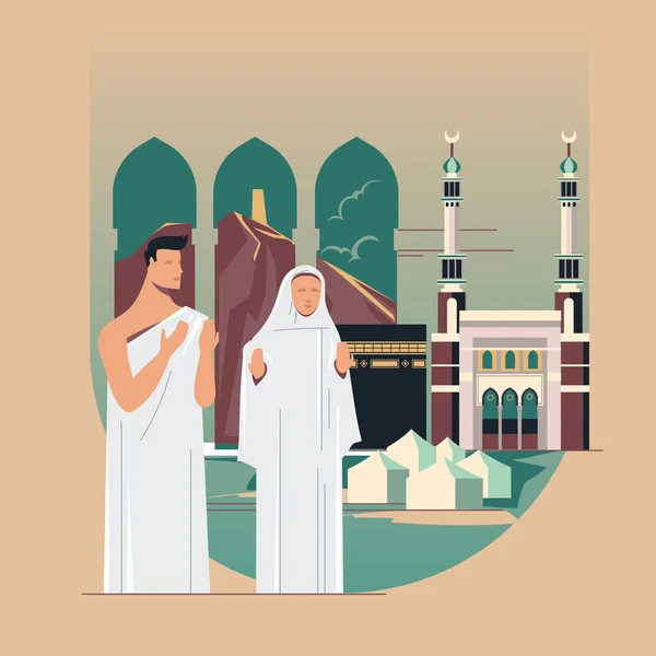 Hajj Mabrour Background Kaaba Man Woman Hajj Character Praying God ...