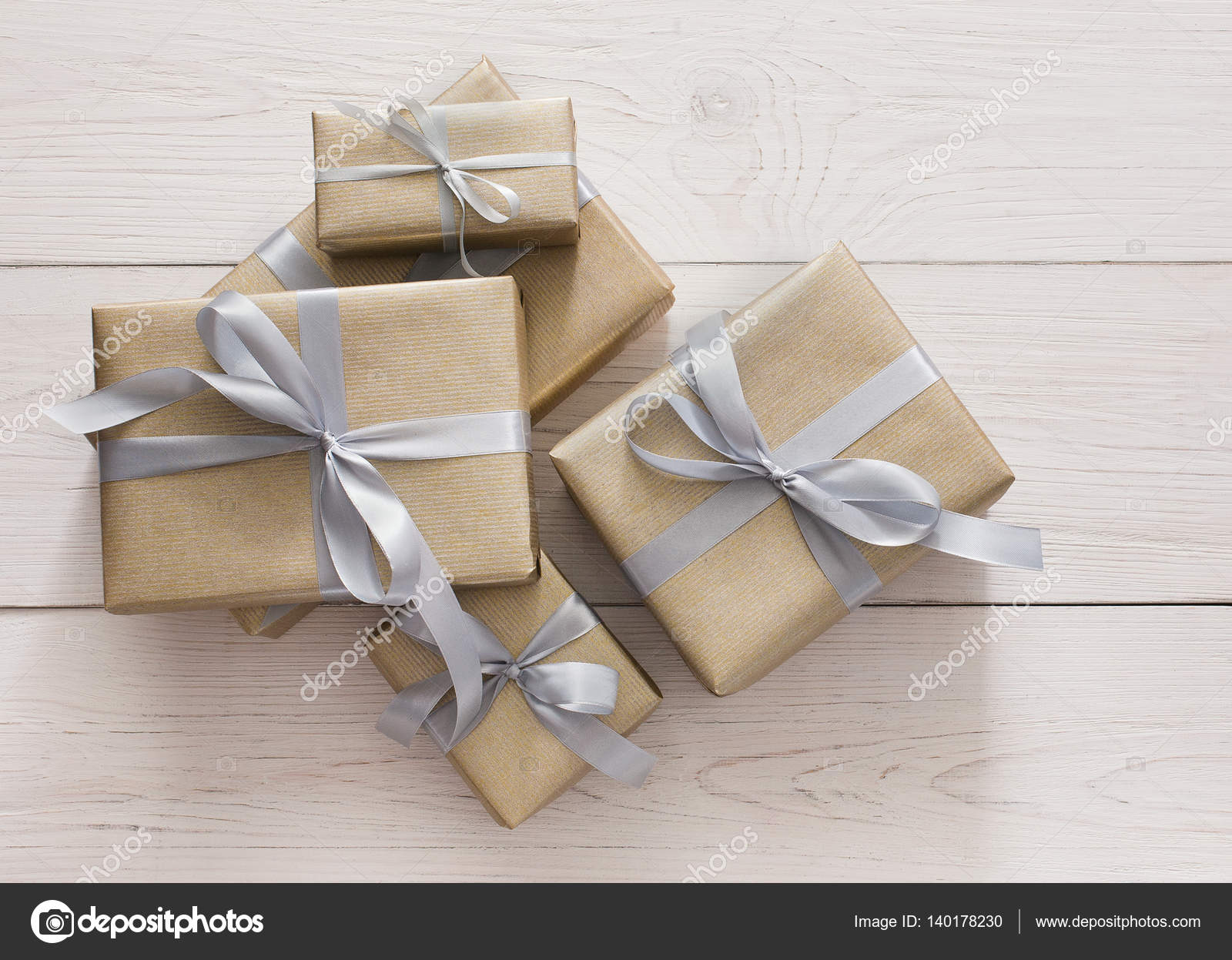 Top view of present boxes on white with copy space Stock Photo by ...