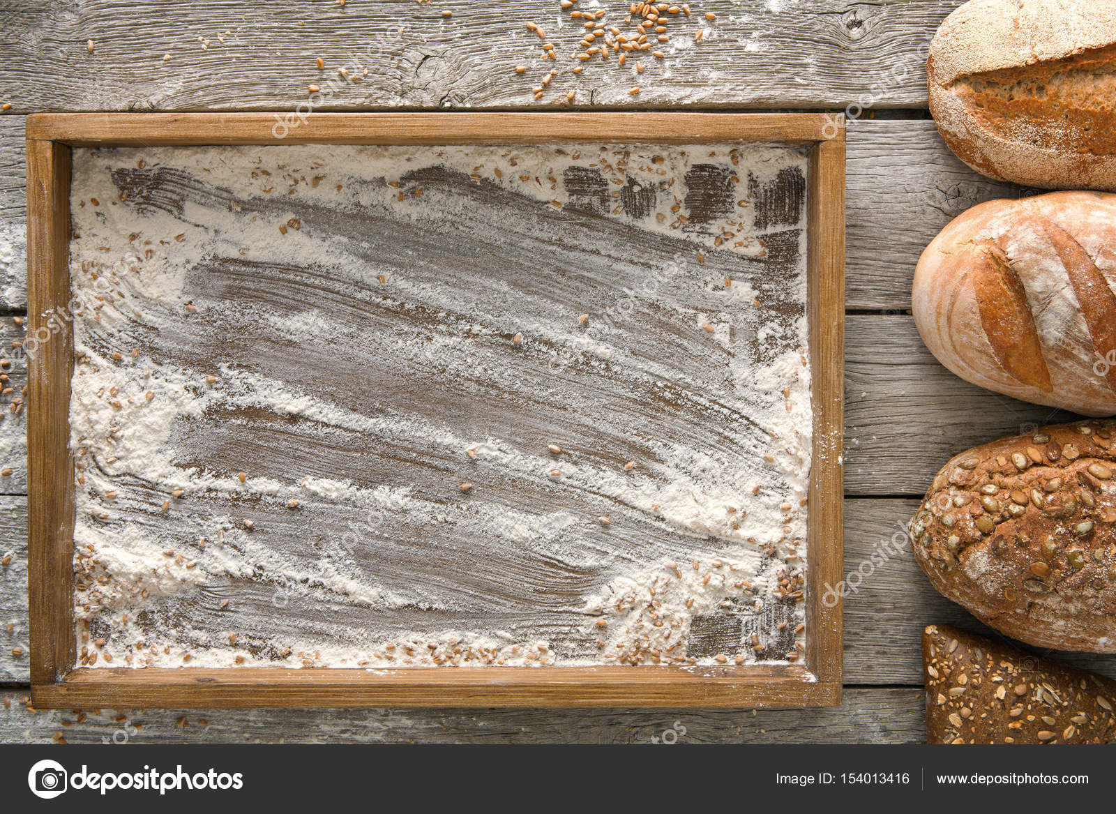 Bread bakery background. Brown and white wheat grain loaves comp Stock ...