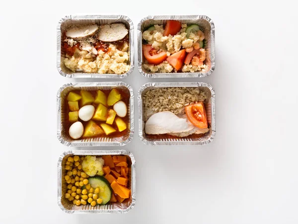 Healthy Take Away Meals Containers Isolated White Background Top View ...