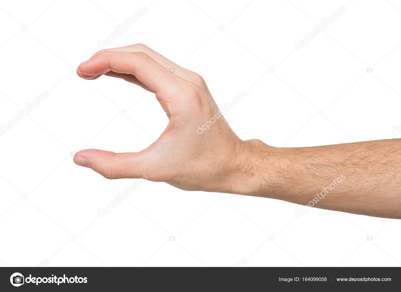 Male hand pointing on object with index finger isolated on white Stock ...