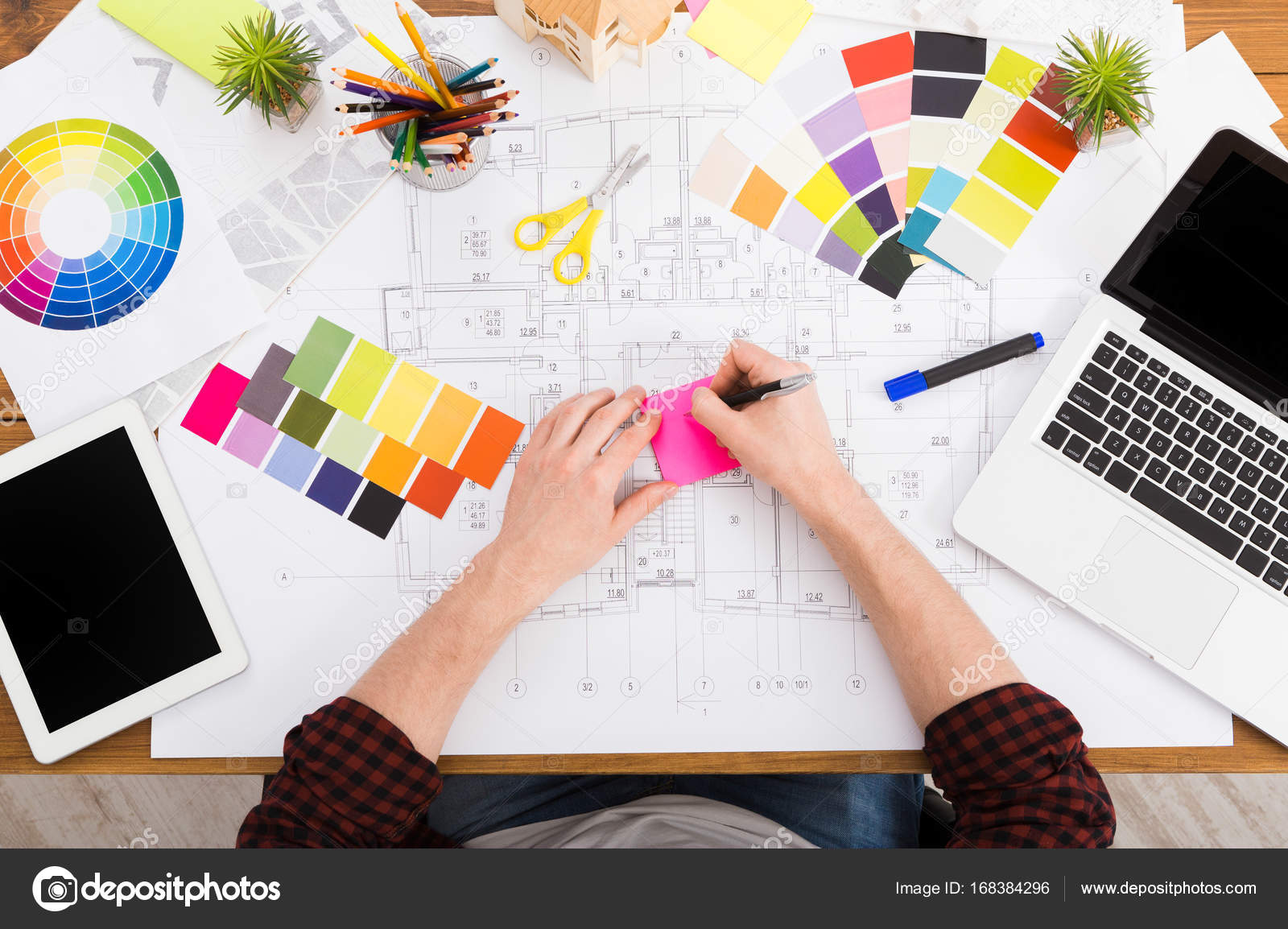 Interior designer working with palette top view Stock Photo by ©Milkos ...