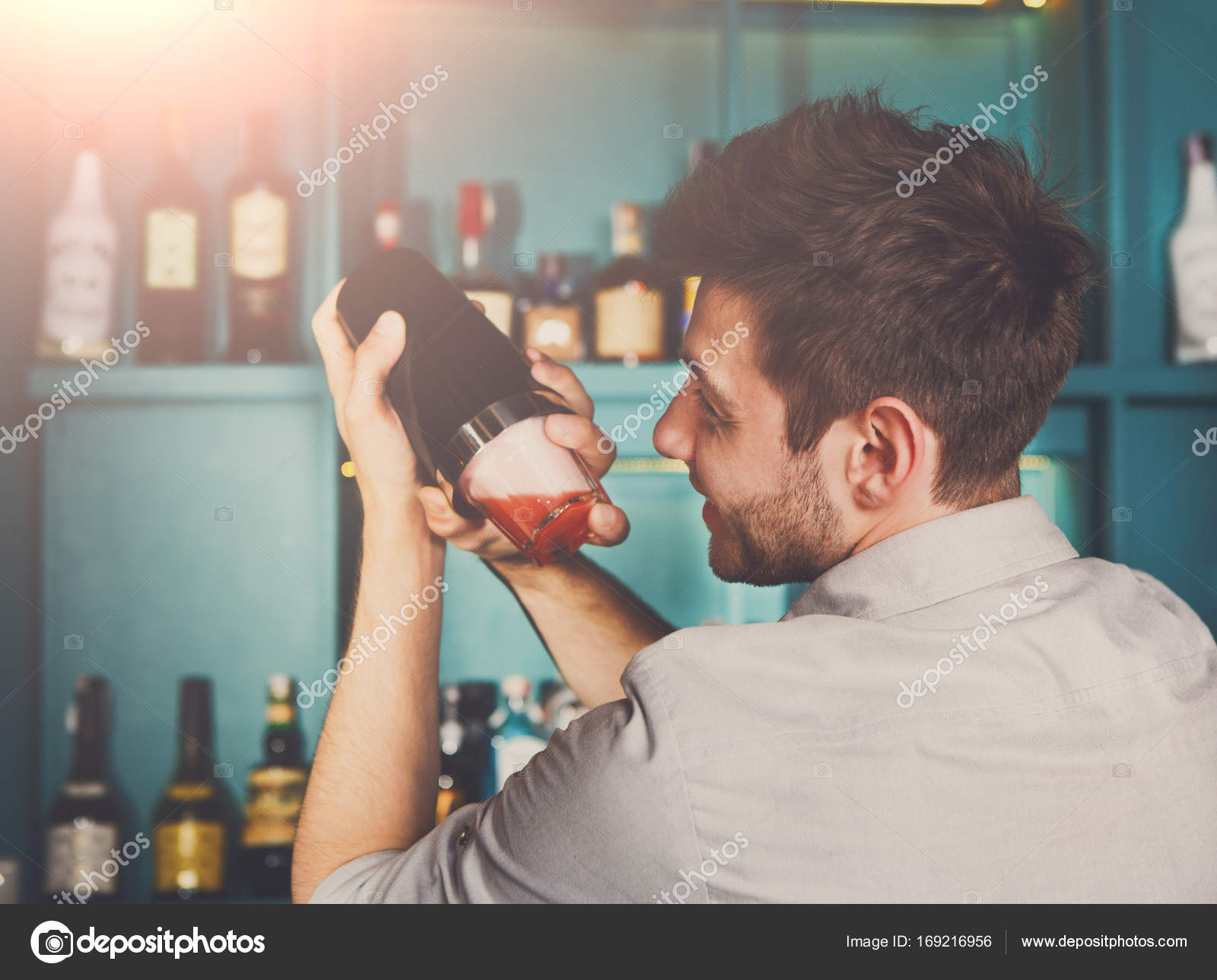 Bartender mixing alcoholic cocktail in shaker ⬇ Stock Photo, Image by ...