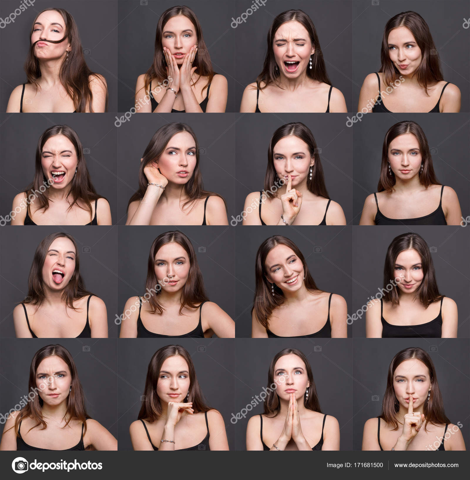 Female different emotions set Stock Photo by ©Milkos 171681500