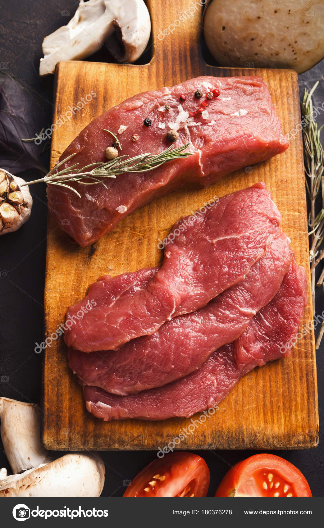 Raw beef filet mignon steaks on wooden board Stock Photo by ©Milkos ...