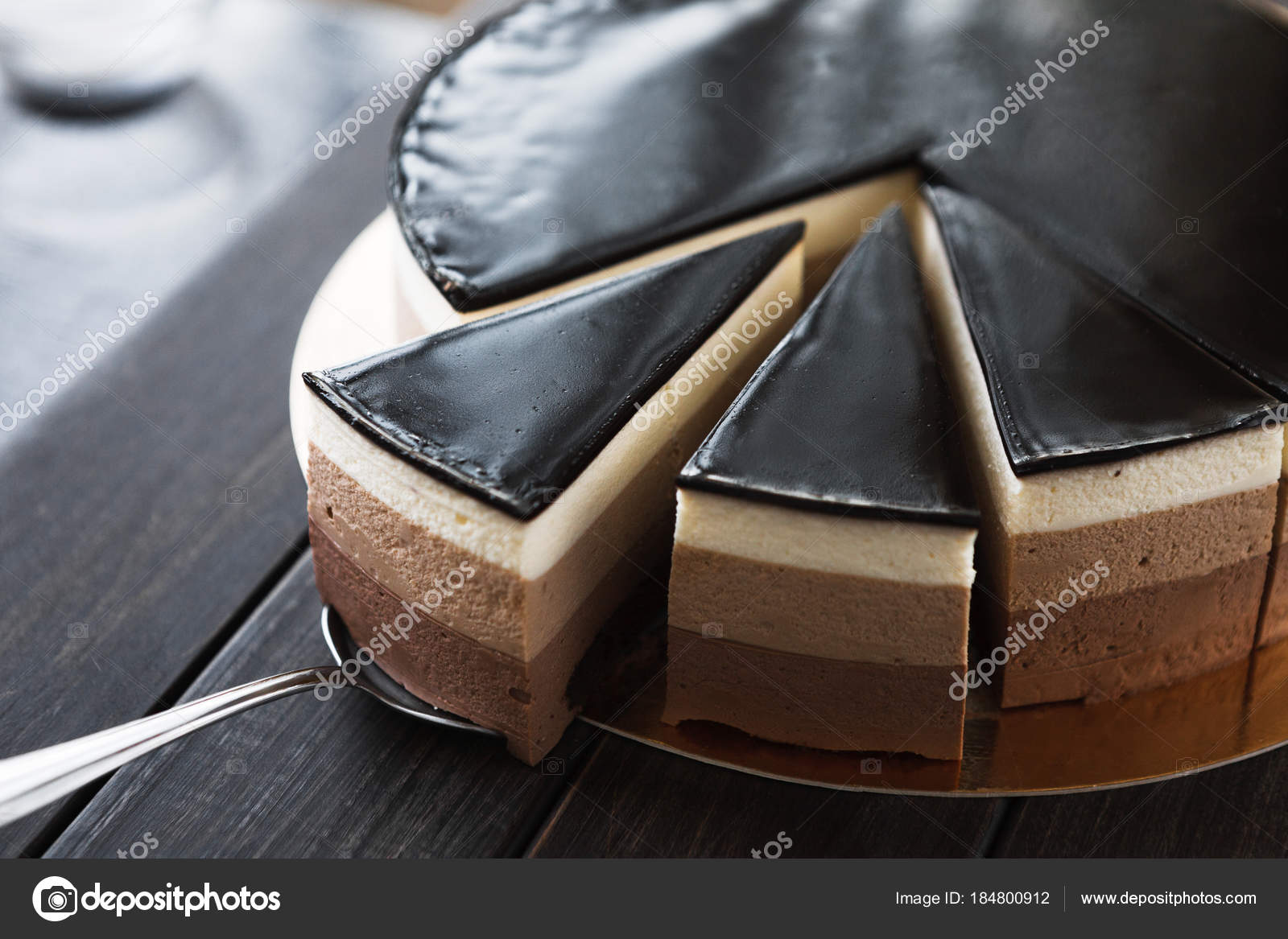 Triple chocolate layer mousse cake with glaze Stock Photo by ©Milkos ...