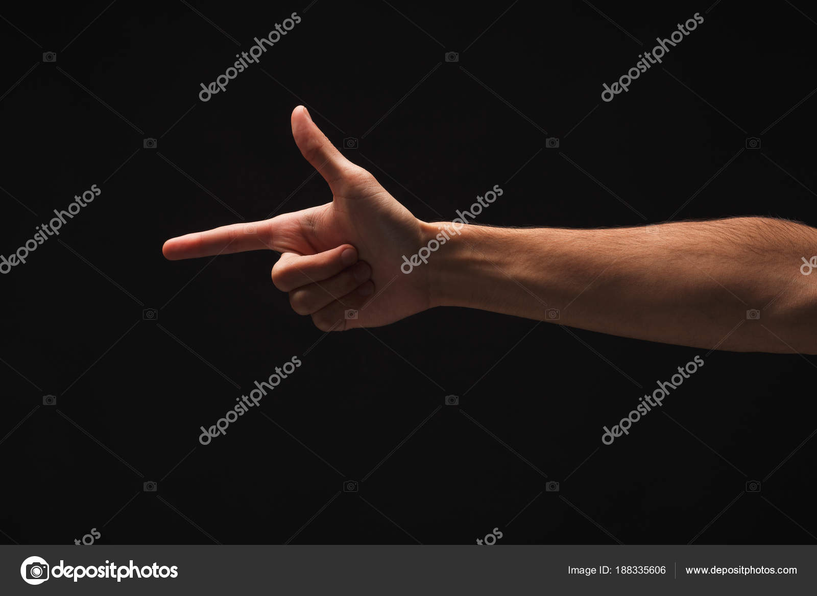 Hand gestures - man pointing, isolated at black Stock Photo by ©Milkos ...