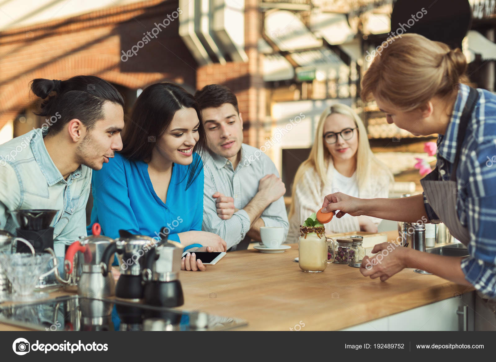 Experienced smiling barista giving master class Stock Photo by ©Milkos ...