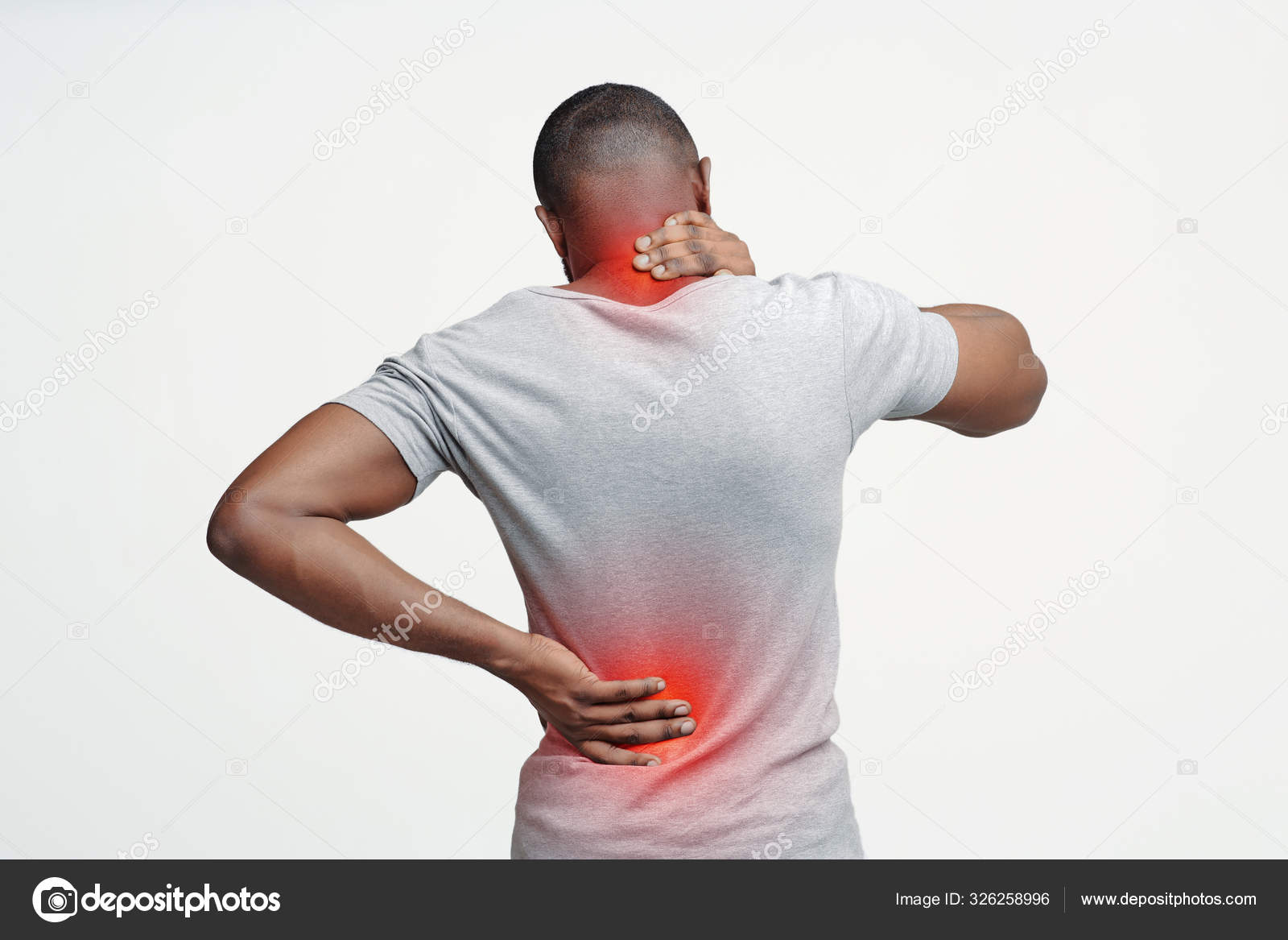 Black guy rubbing his painful neck and back Stock Photo by ©Milkos ...
