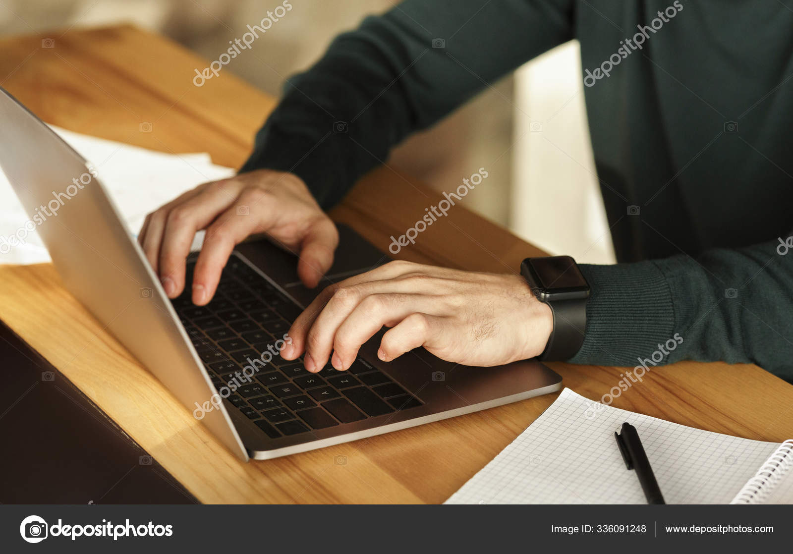 Unrecognizable Guy Using Laptop Typing Working In Modern Office, Cropped ⬇ Stock Photo, Image by ...