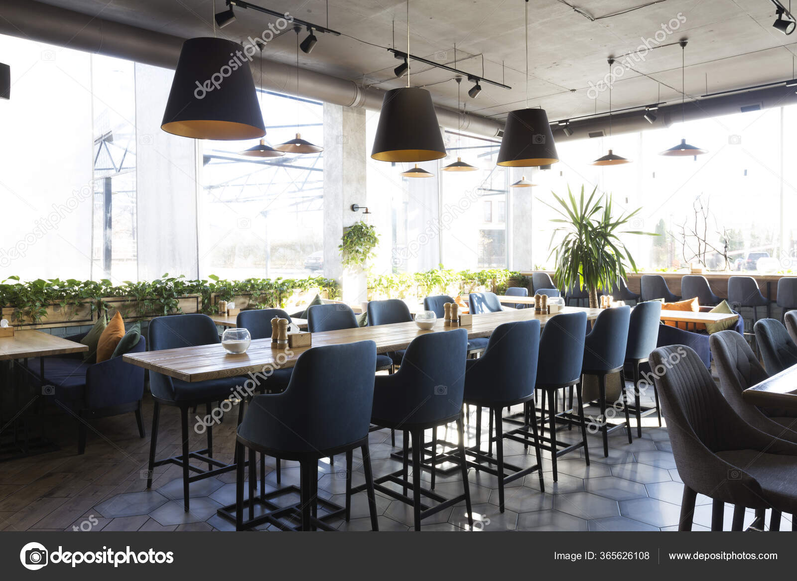Cafe interior with soft places for rest without people Stock Photo by ...