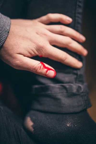 Bleeding from cut of finger — Stock Photo © KristinaPonomareva #142582171