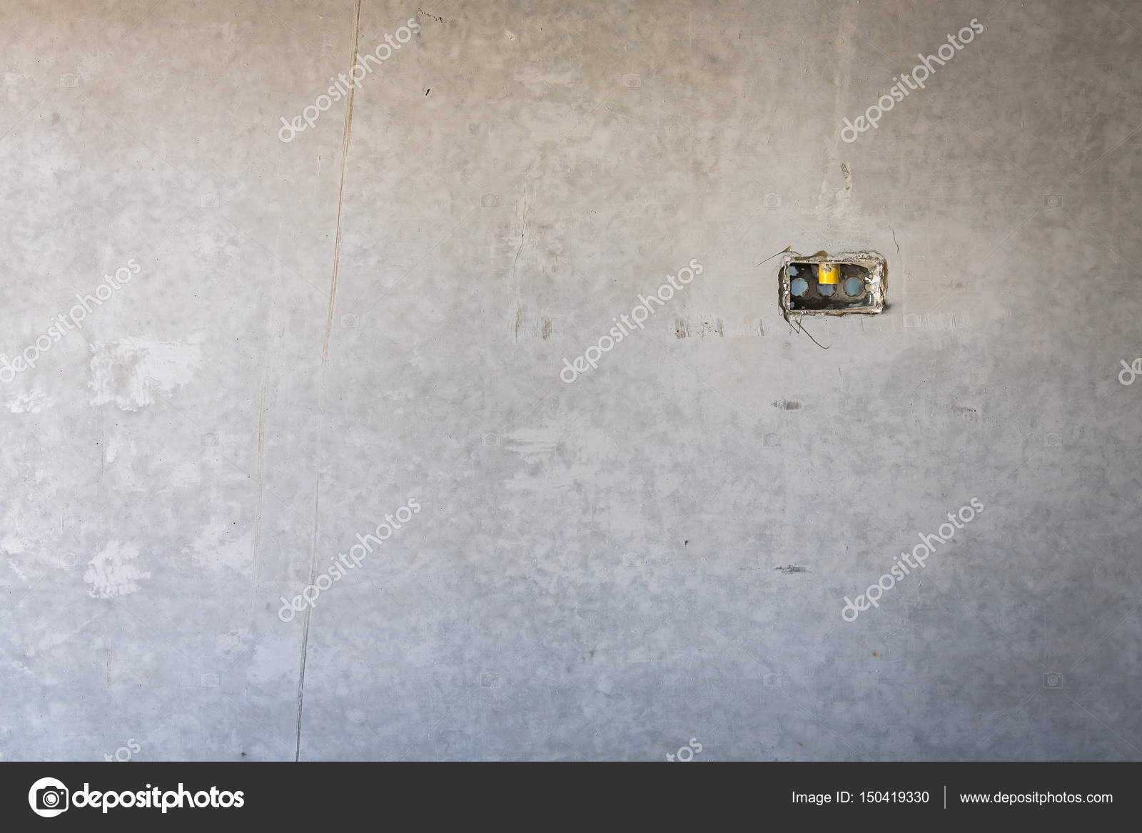 Electrical socket hole on precat concret wall, outlet electric w Stock ...