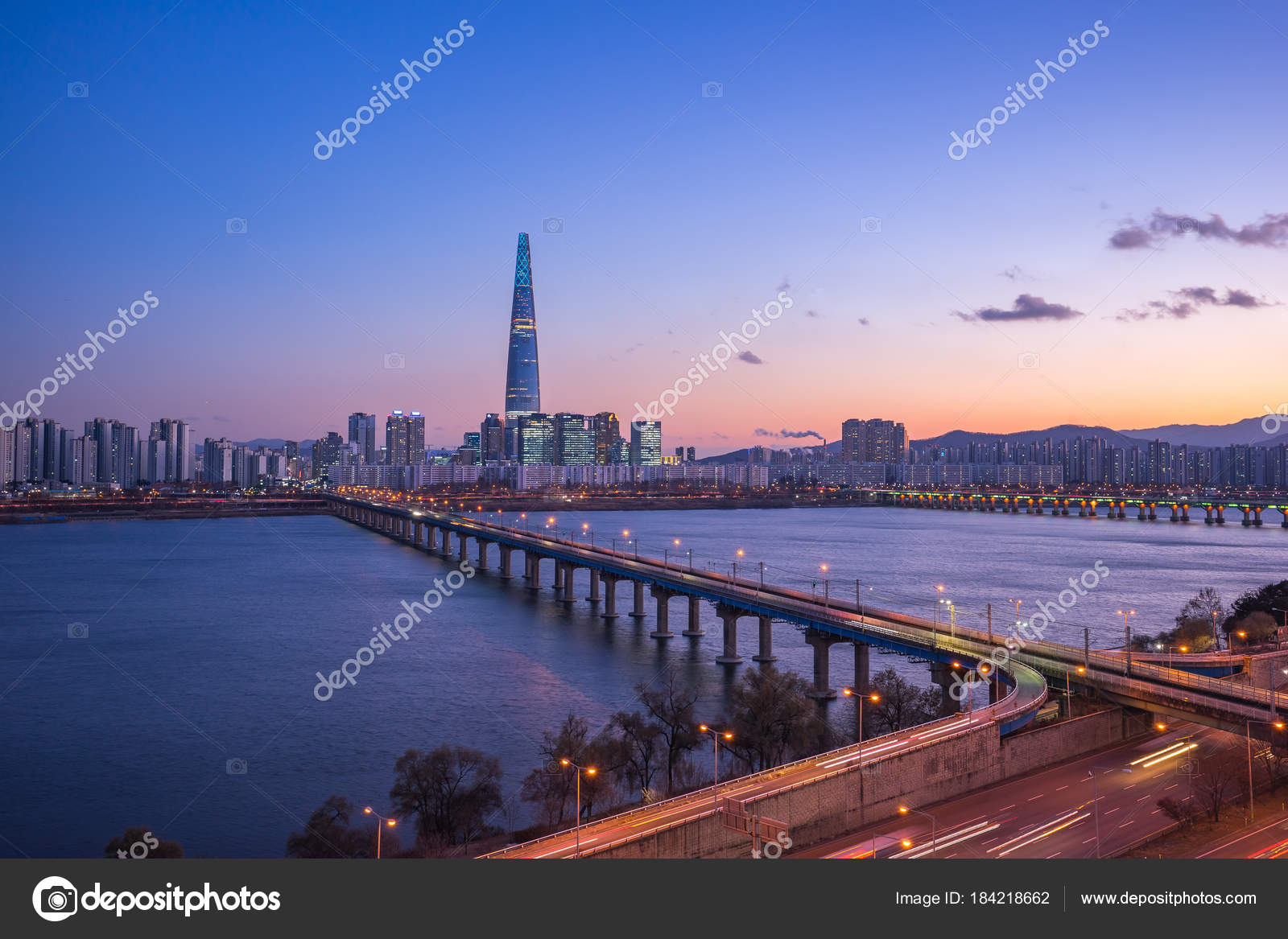 Seoul city skyline with view of Han River in South Korea Stock Photo by ...