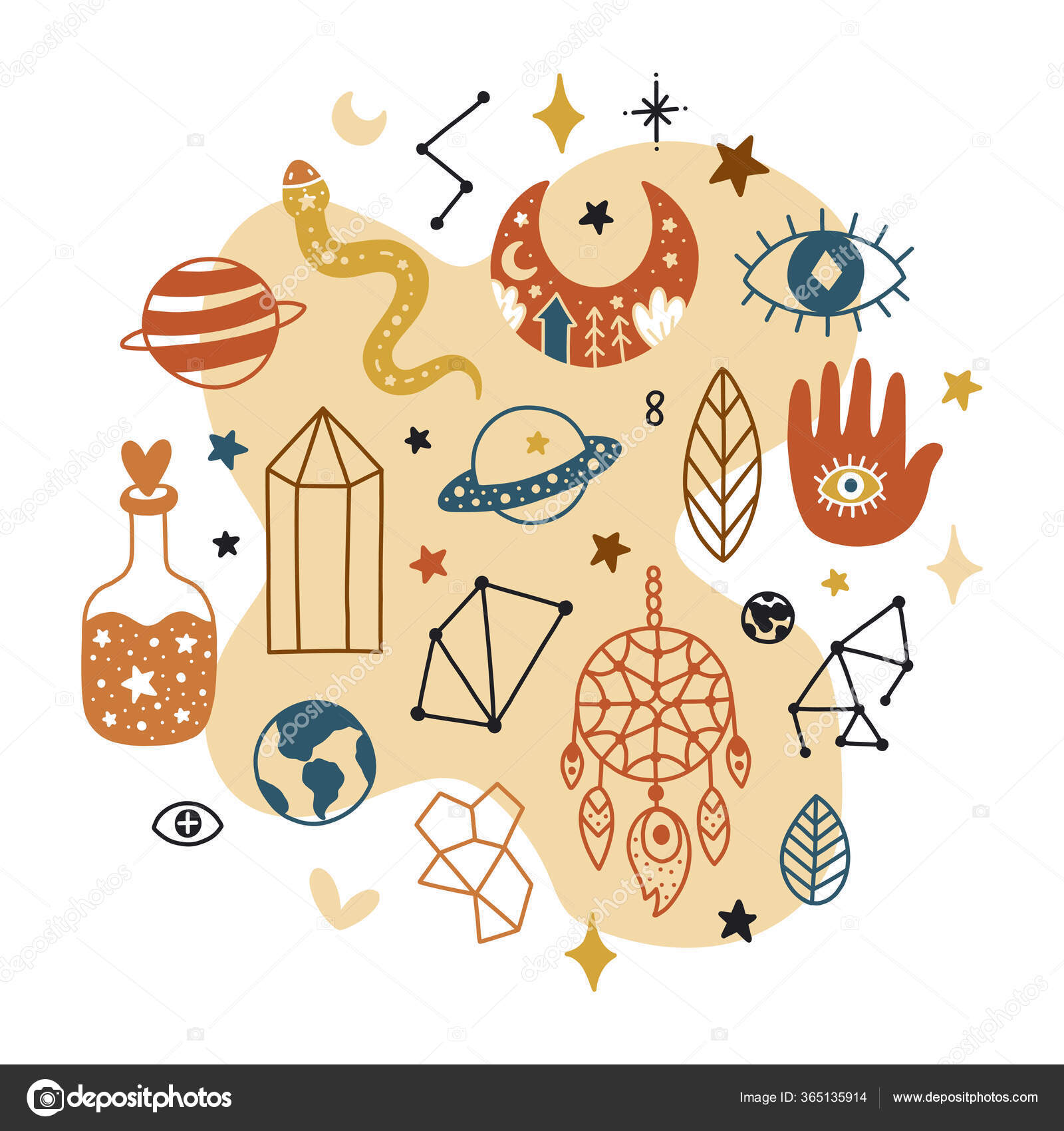 Magical vector background with decorative elements — Stock Vector ...