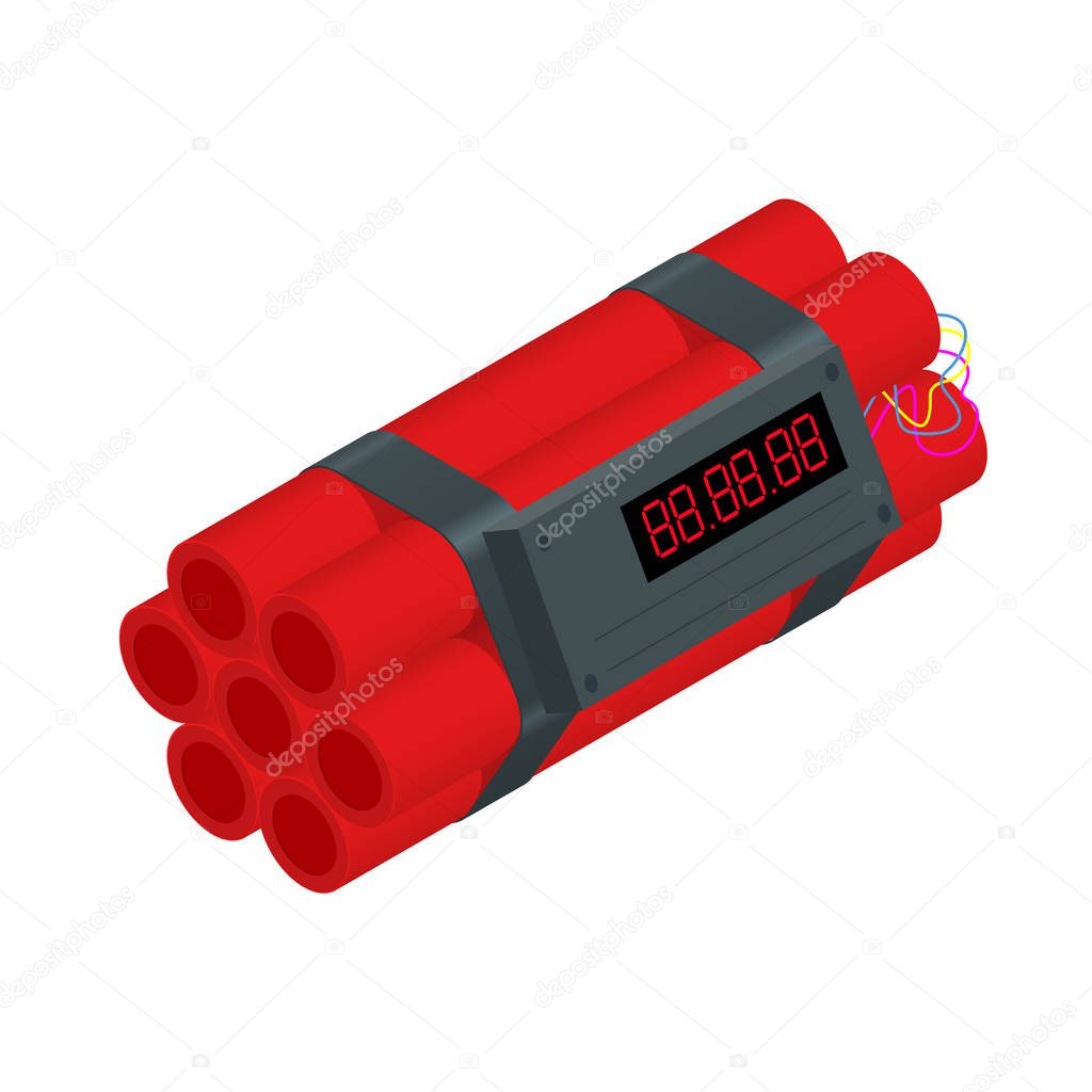TNT time bomb explosive with digital countdown timer clock isolated on ...