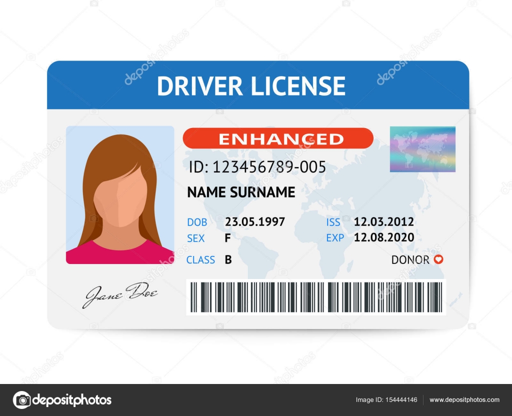 Image vectorielle Modèle de carte plastique de permis de conduire femme ...