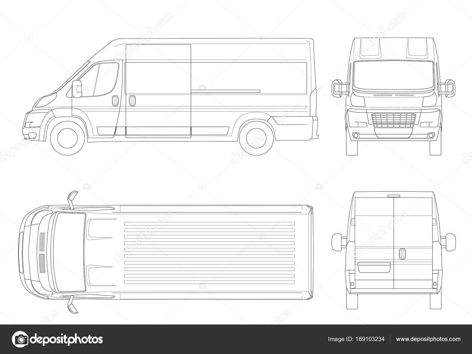 Commercial vehicle or Logistic car outline. Cargo minivan isolated on ...