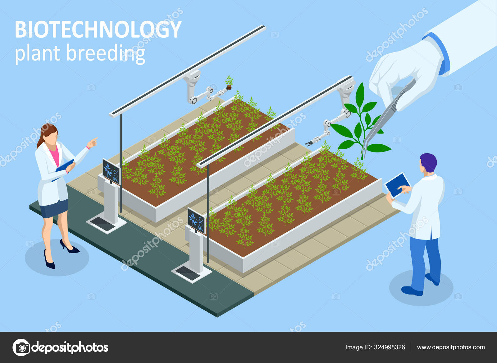 Isometric concept of laboratory exploring new methods of plant breeding ...