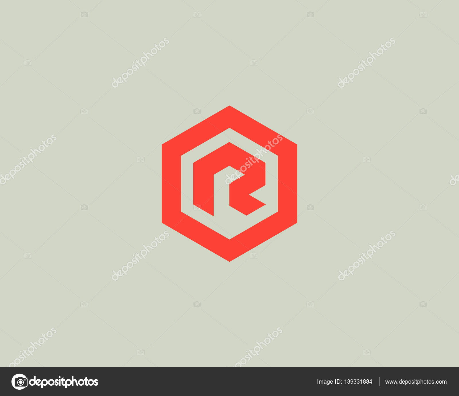Abstract letter R vector logotype. Line hexagon creative simple logo ...