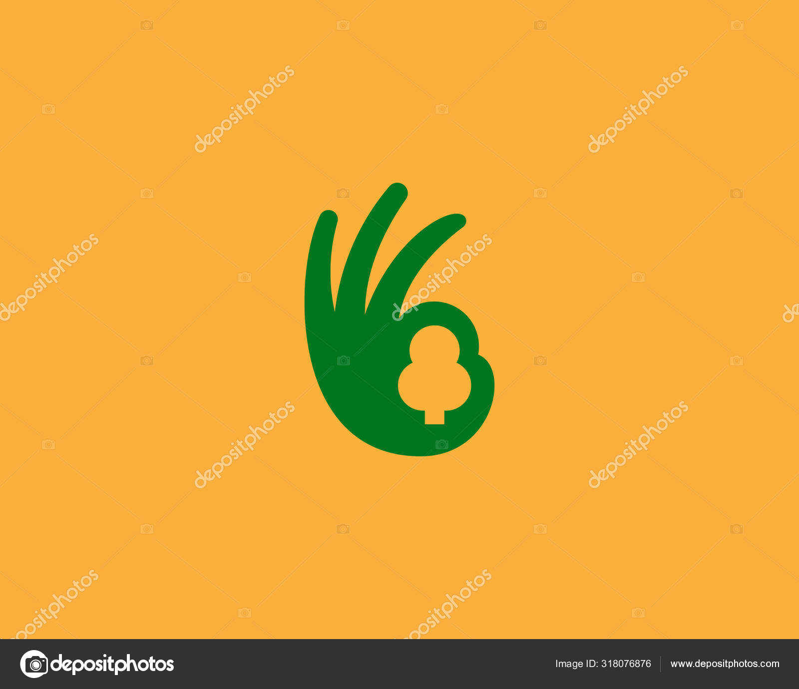 Ok hand logo design modern minimal style illustration. Tree vector icon ...