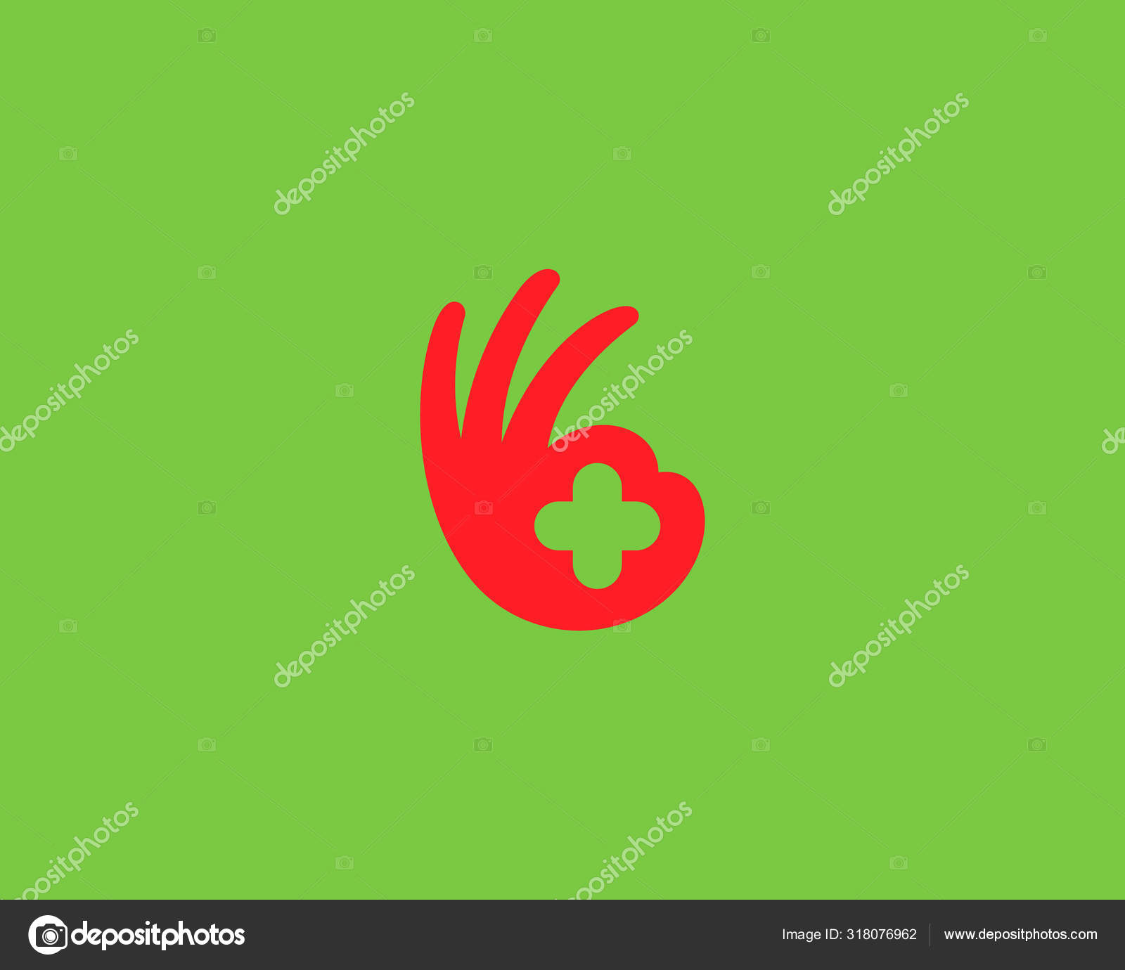 Ok hand logo design modern minimal style illustration. Medical cross ...