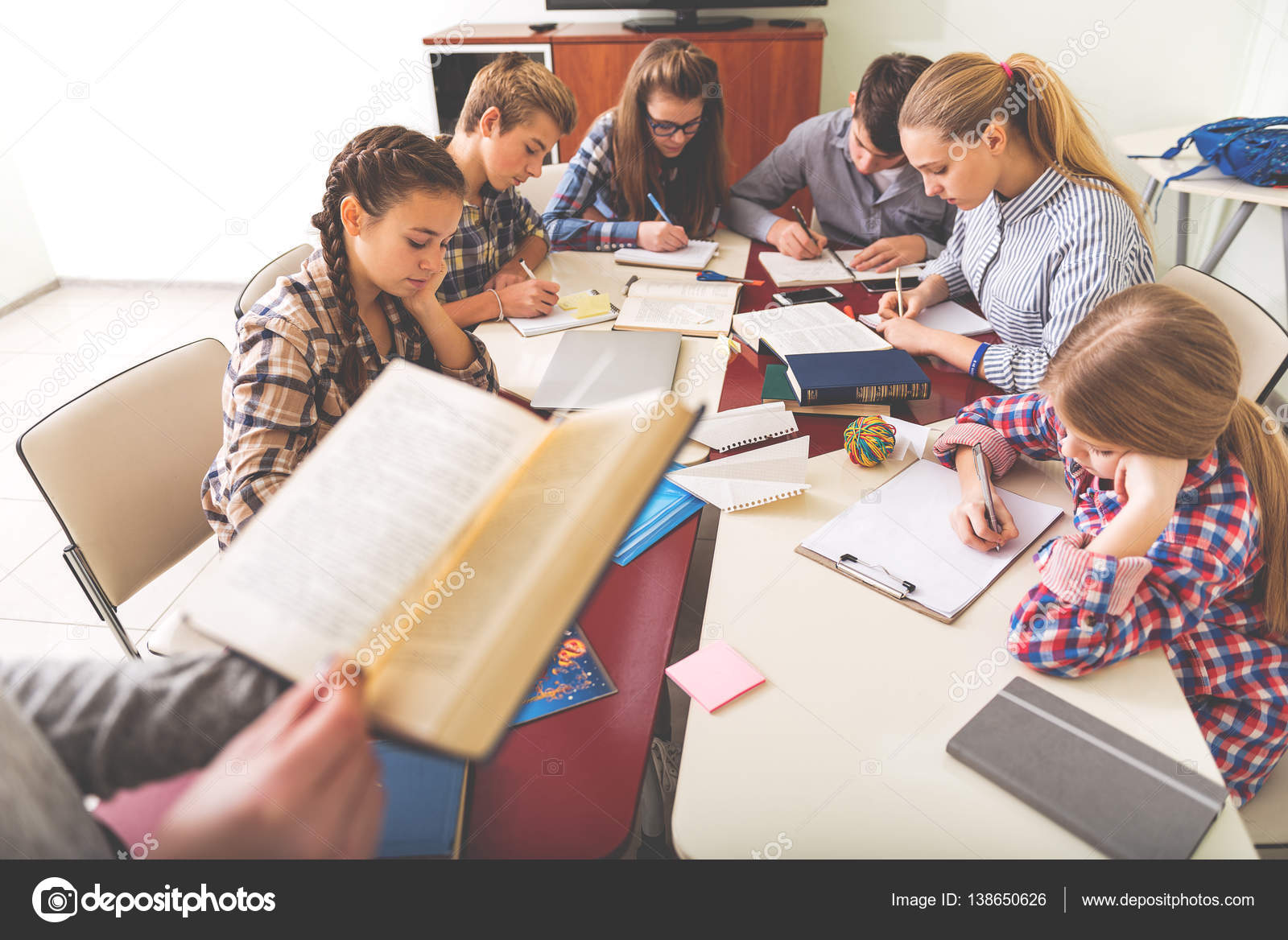 Concentrated pupils at important lesson Stock Photo by ©iakovenko123 ...