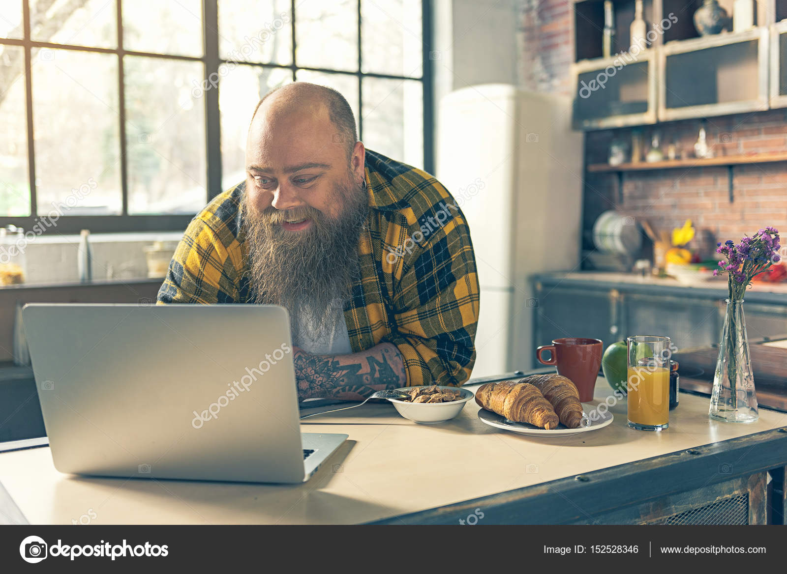 Fat Man On Computer