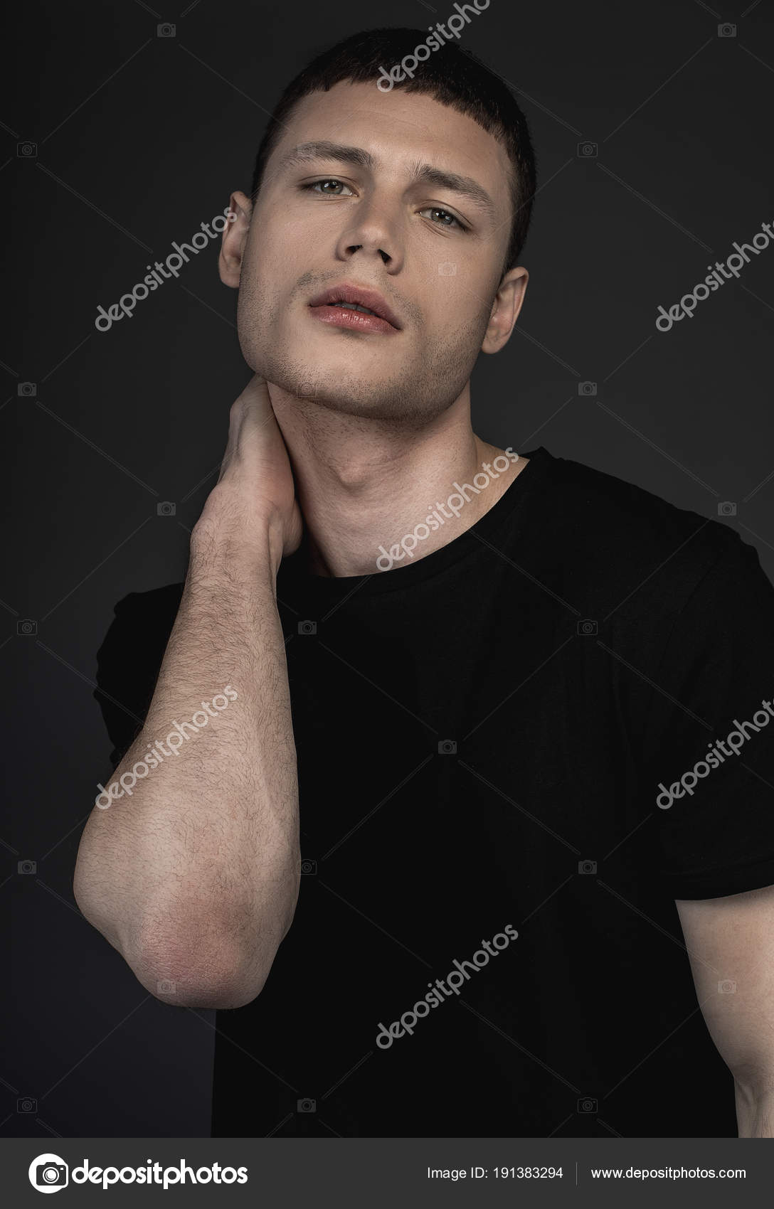 Brave man touching his neck — Stock Photo © iakovenko123 #191383294