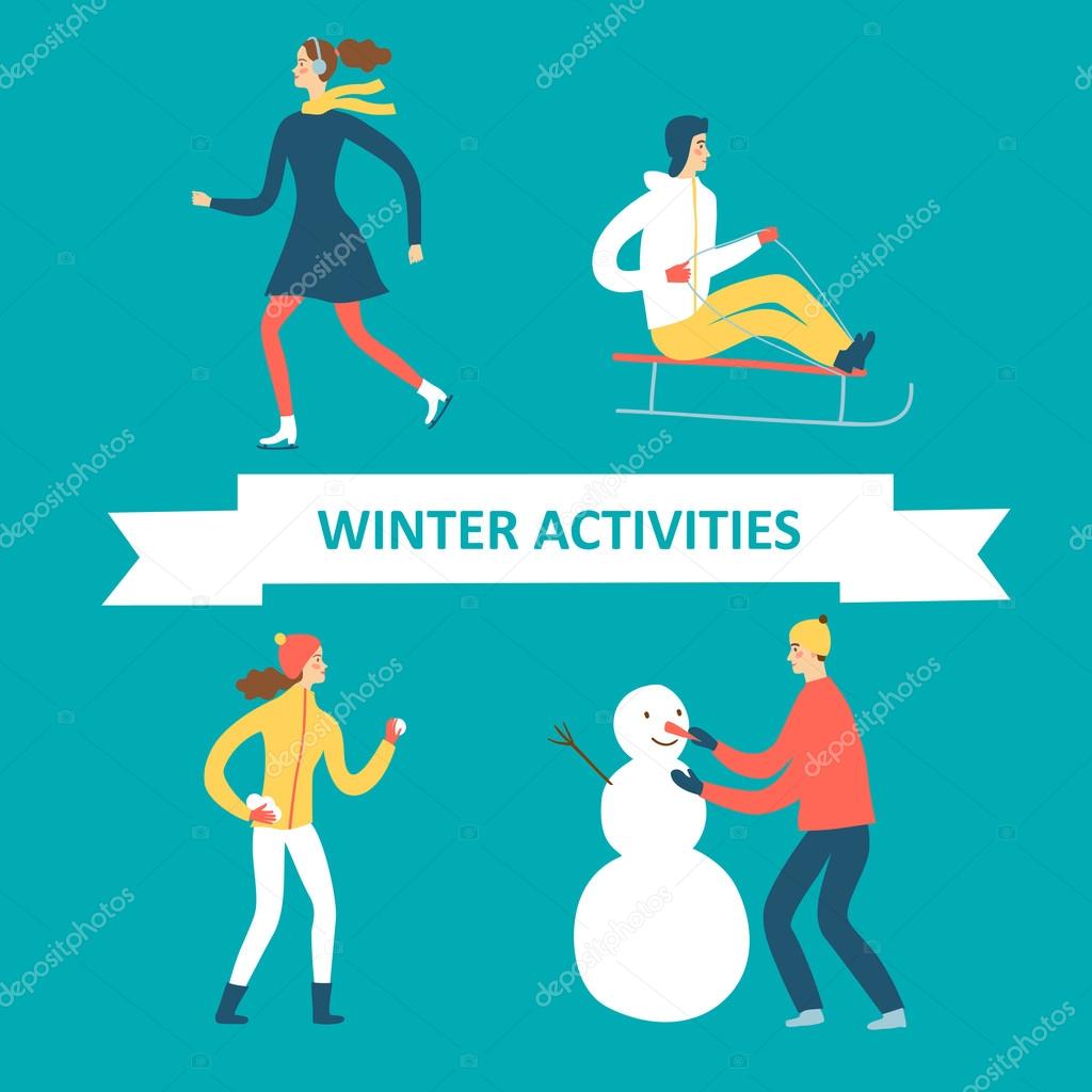 Winter activities cartoon set Stock Vector Image by ©shtonado #125326124