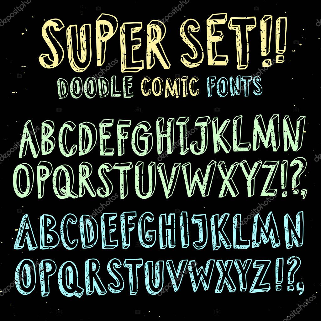 Hand drawn textured fonts set — Stock Vector © shtonado #128975576