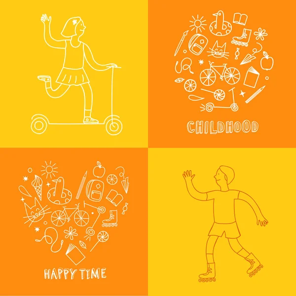 Childhood theme doodle set with kids Stock Vector Image by ©shtonado ...